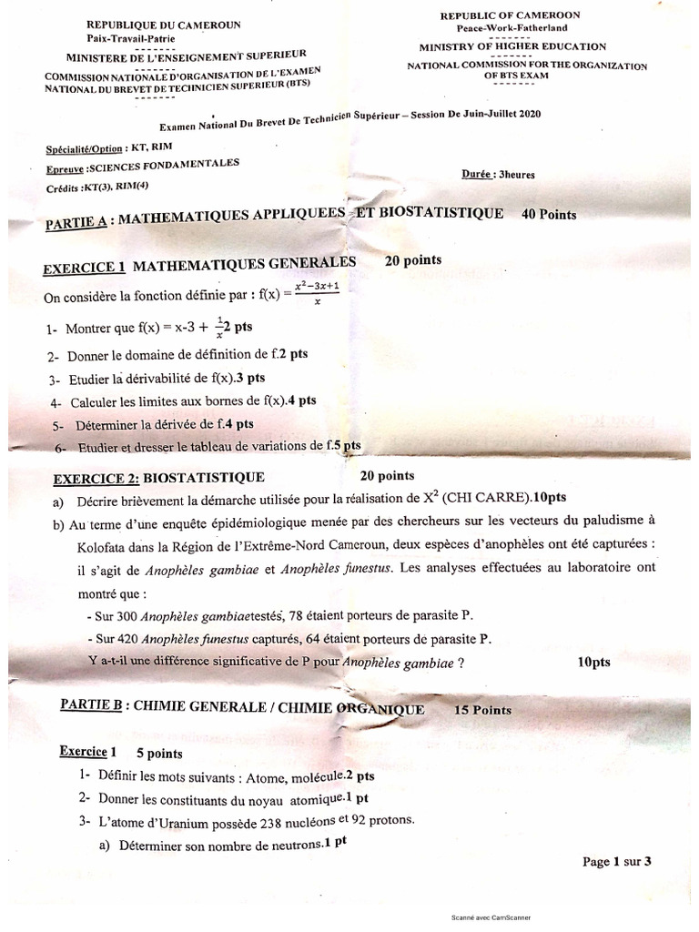 Les Épreuves Du BTS Santé Session 2020-1 | PDF