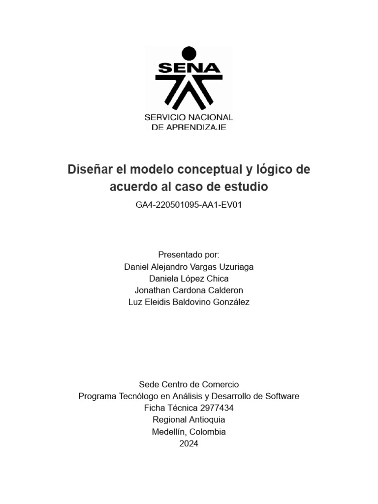 GA4-220501095-AA1-EV01 - Diseñar El Modelo Conceptual y Lógico de Acuerdo Al Caso de Estudio ...