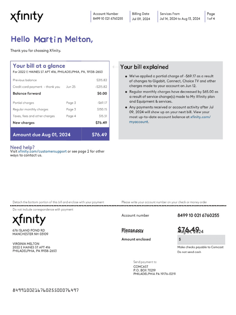 Xfinity Statement | PDF