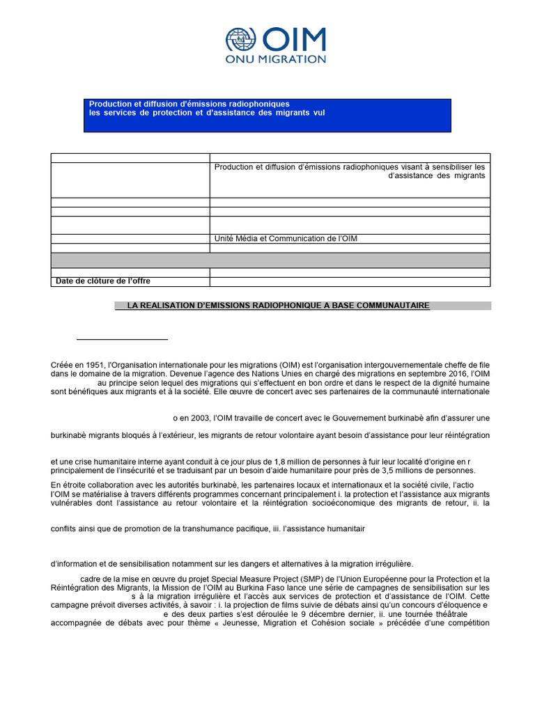 TDRs SMP 2022 Campagne Radiophonique | PDF