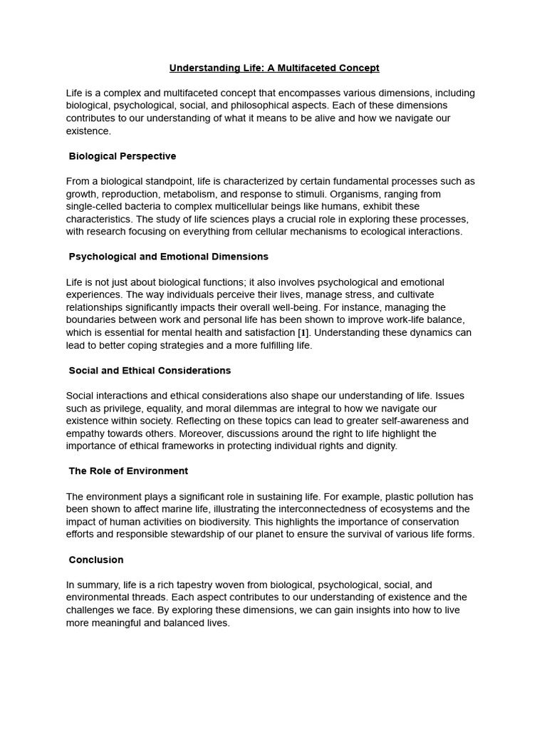 Understanding Life - A Multifaceted Concept | PDF