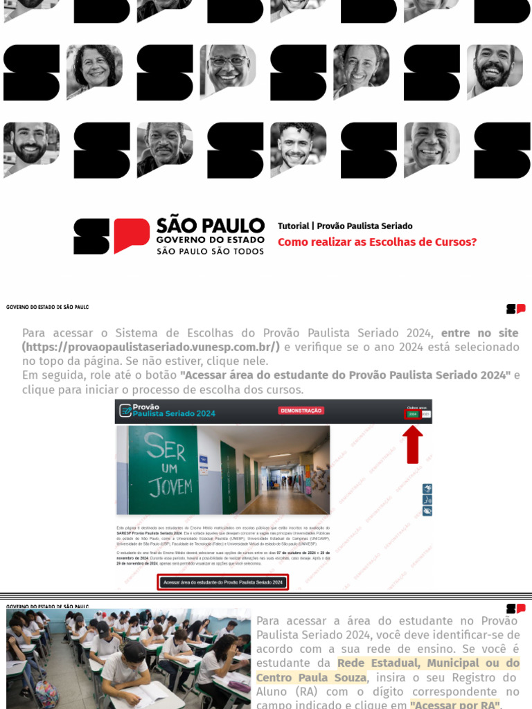 Candidatos Externos - Tutorial Escolhas de Cursos - Provão Paulista Seriado | PDF