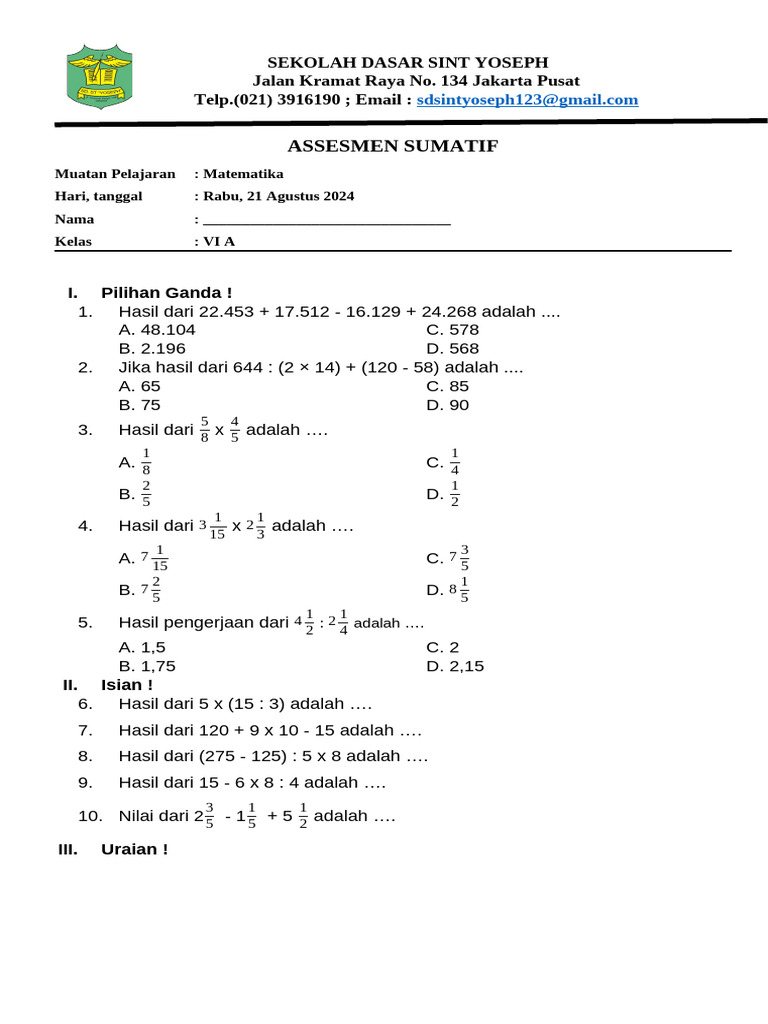 Sumatif Matematika | PDF