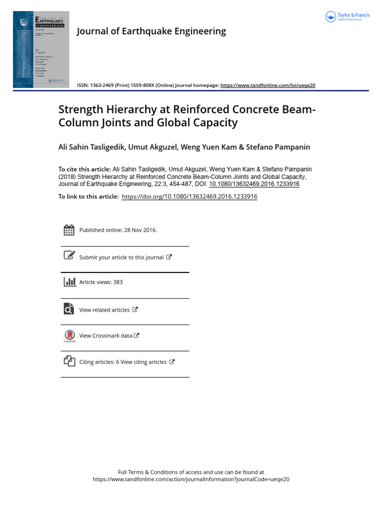 Strength Hierarchy at Reinforced Concrete Beam Column Joints and Global ...
