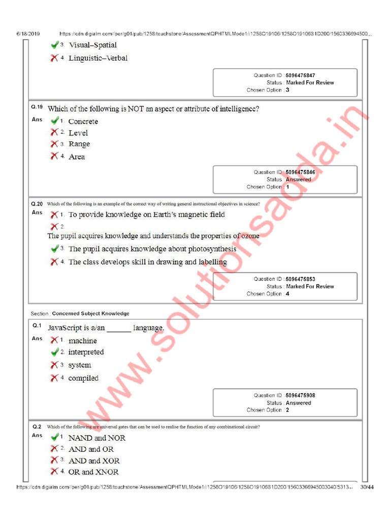 NVS PGT CS 2019 Part B Question Paper | PDF