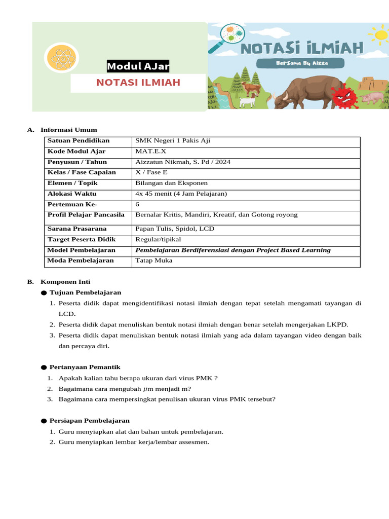 Modul Ajar Aizzatun Nikmah - Notasi Ilmiah | PDF