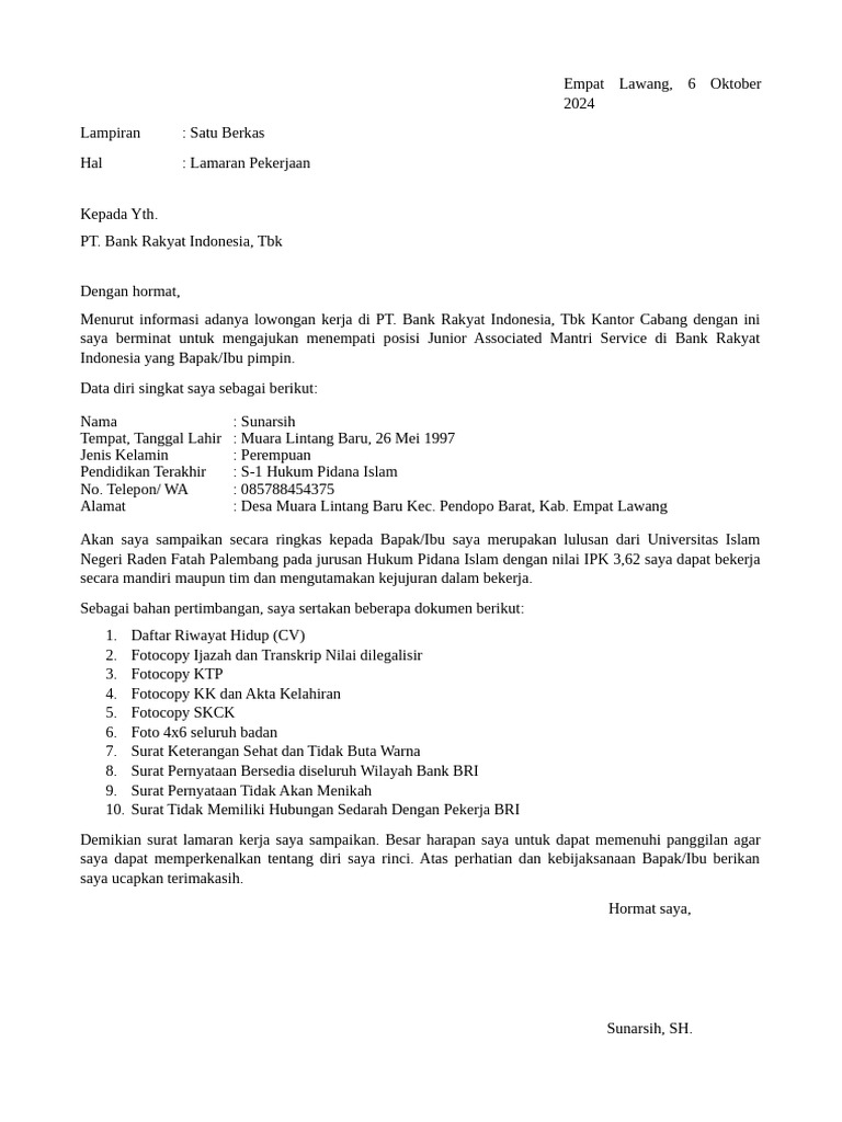 S. LAMARAN BRI Junior Associated Mantri | PDF