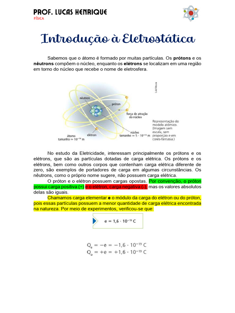 Introdução A Eletrostática Pdf