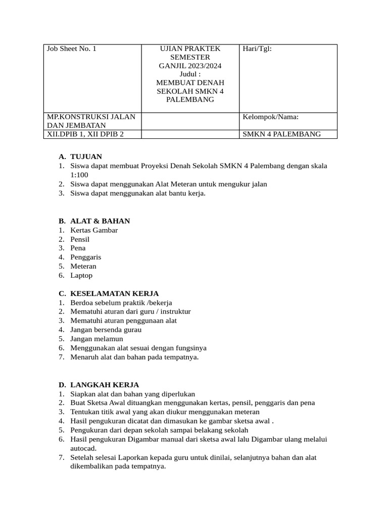 Job Sheet KJJ | PDF