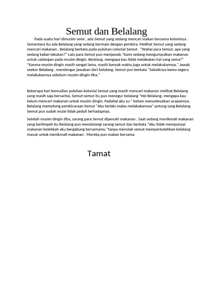 Semut Dan Belalang | PDF