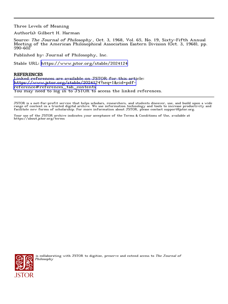 Three Levels of Meaning | PDF