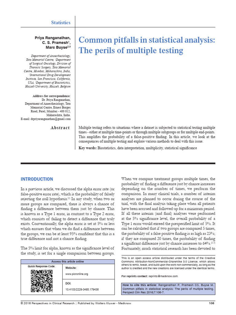 Common Pitfalls in Statistical Analysis The.9-1-Pages | PDF