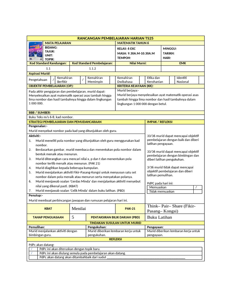 RPH Tahun 6 Exc (2,3 May) | PDF