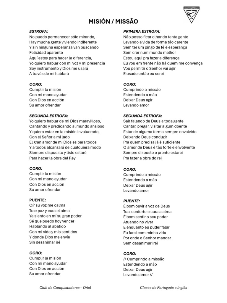 Misión - Letra | PDF | Religión y espiritualidad
