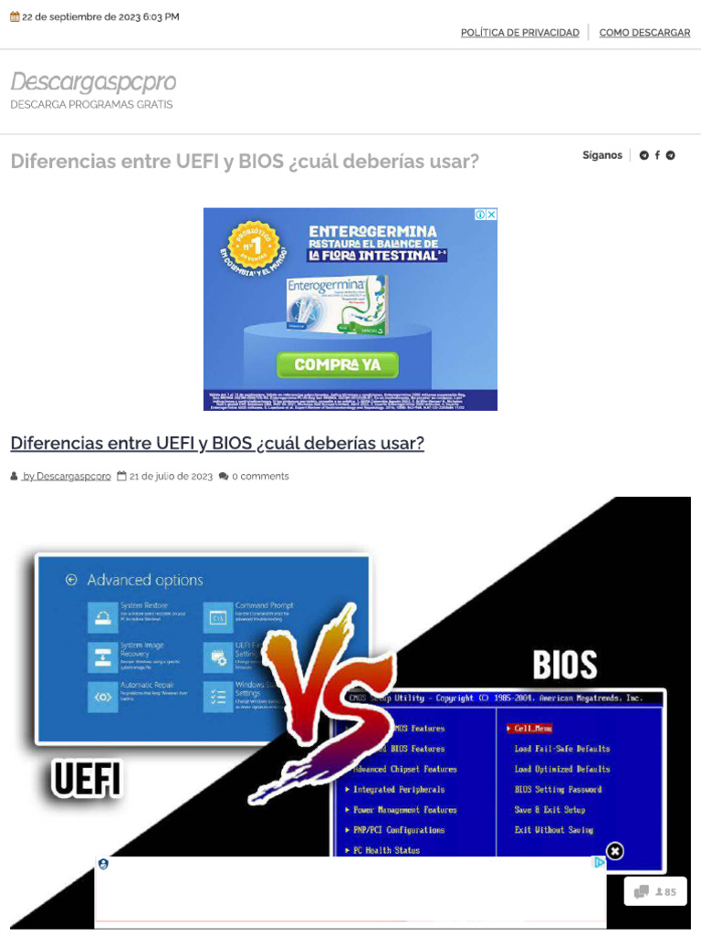 Diferencias Entre UEFI y BIOS Cuál Deberías Usar | PDF