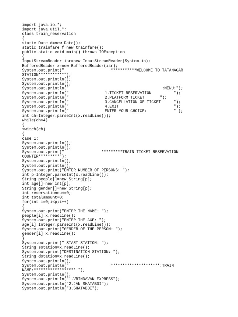 Train Reservation Source Code | PDF