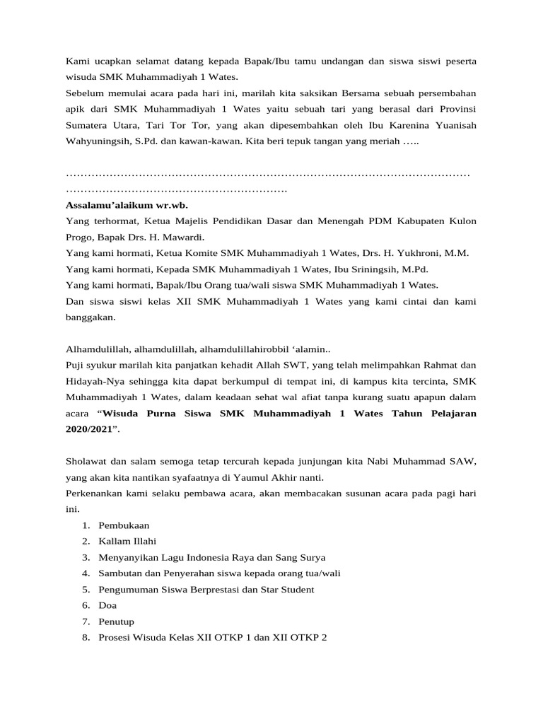 TEKS MC WISUDA | PDF