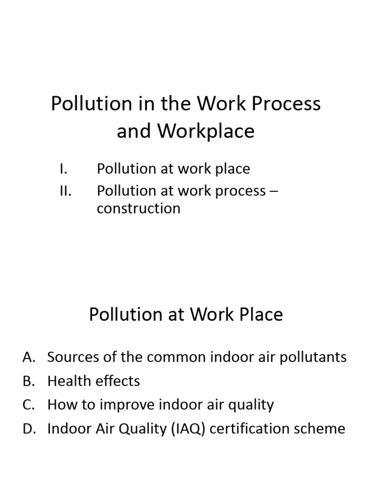 Topic 3 Pollution in The Work Process and Workplace | PDF