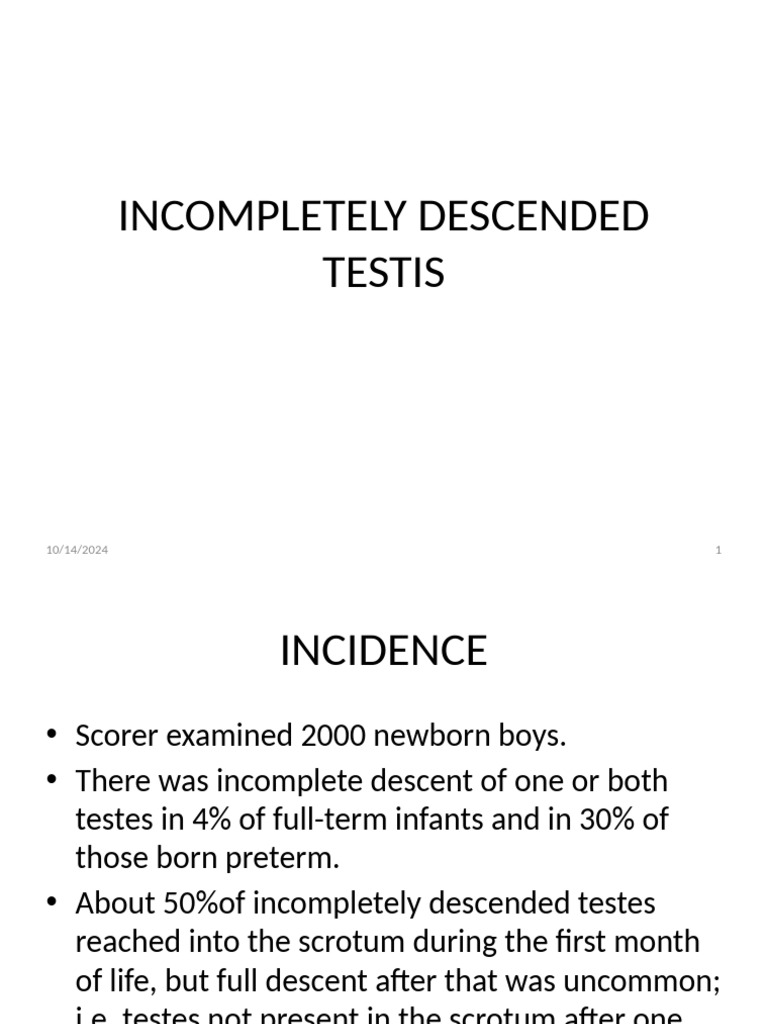 Incompletely Descended Testis | PDF