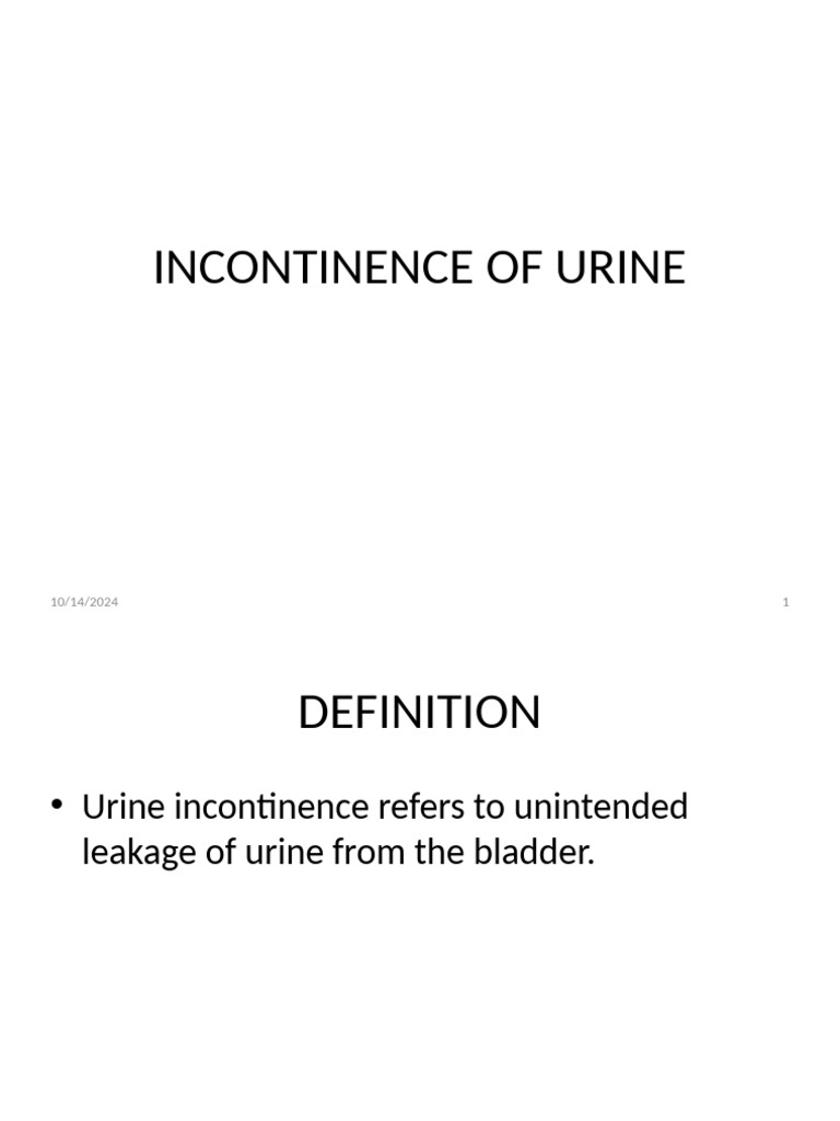 Incontinence of Urine | PDF