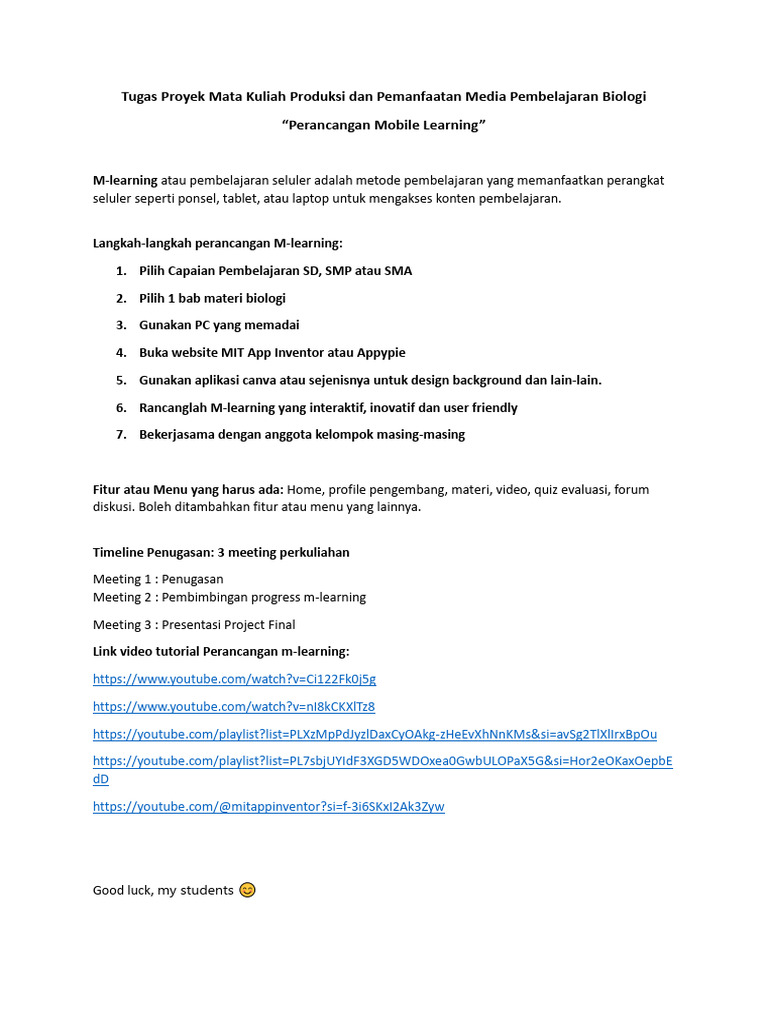 Panduan Perancangan Proyek M-Learning | PDF