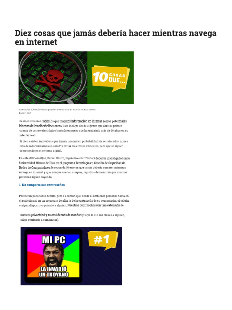 Errores Comunes Que Lo Hacen Vulnerable... - Contenido Patrocinado - ELTIEMPO | PDF