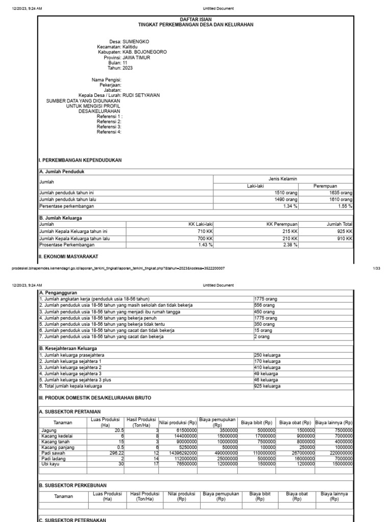 Perkembangan Prodeskel 2023 | PDF