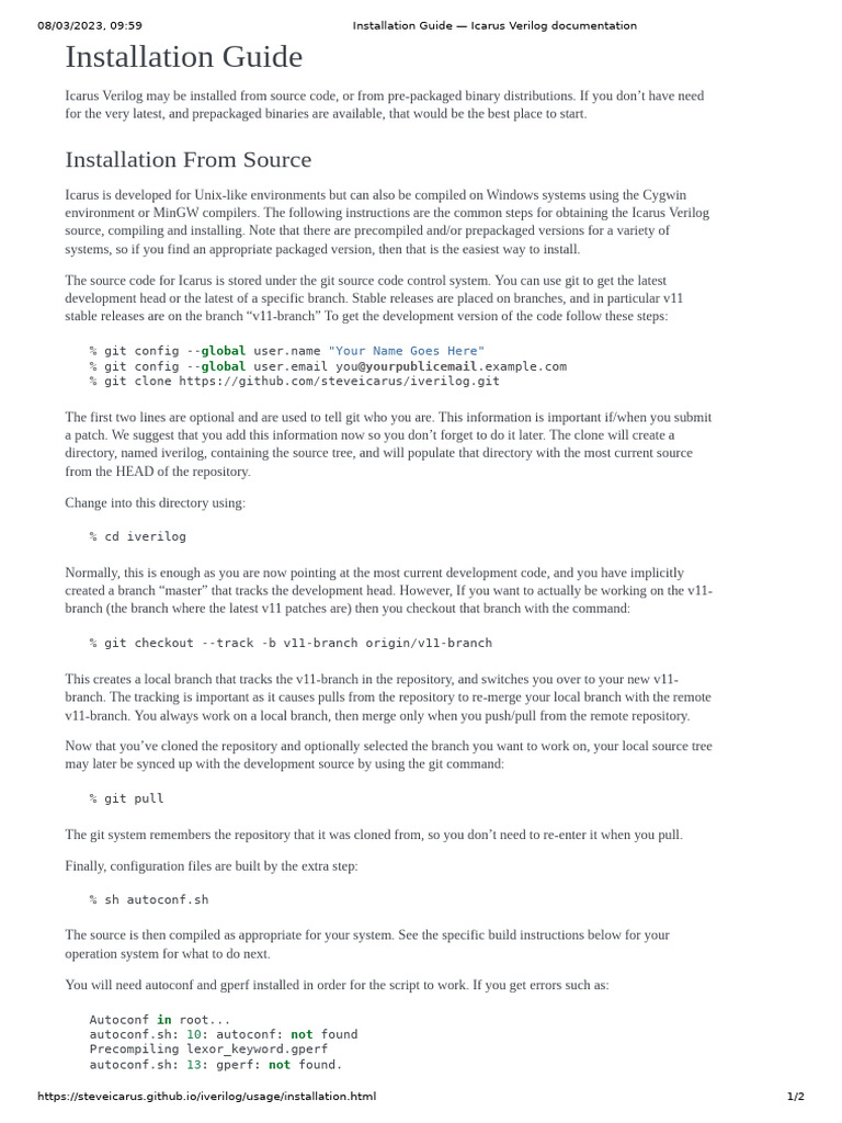 Installation Guide - Icarus Verilog Documentation | PDF