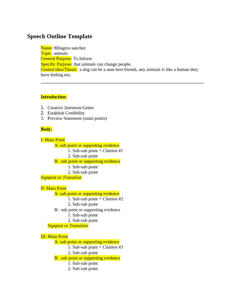 Speech Outline | PDF