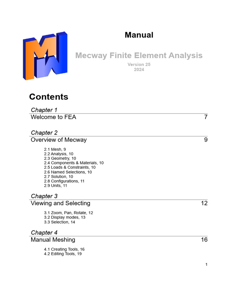 Mecway FEM Manual - 1000 | PDF | Finite Element Method | Stress (Mechanics)