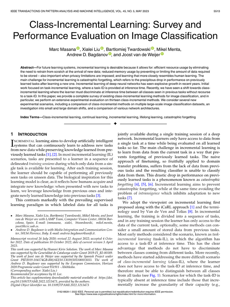 Class-Incremental Learning Survey and Performance Evaluation On Image Classification | PDF ...