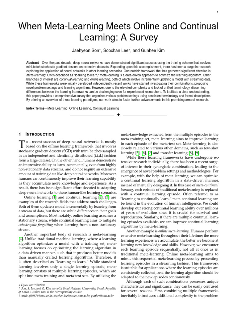 When Meta-Learning Meets Online and Continual Learning A Survey | PDF | Applied Mathematics ...