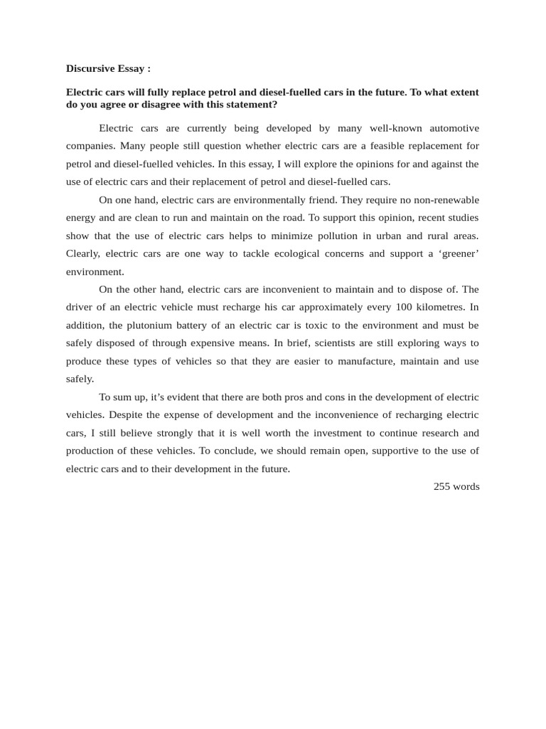 Discursive Essay - Electric Car | PDF