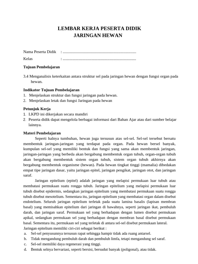 LKS Struktur Hewan | PDF