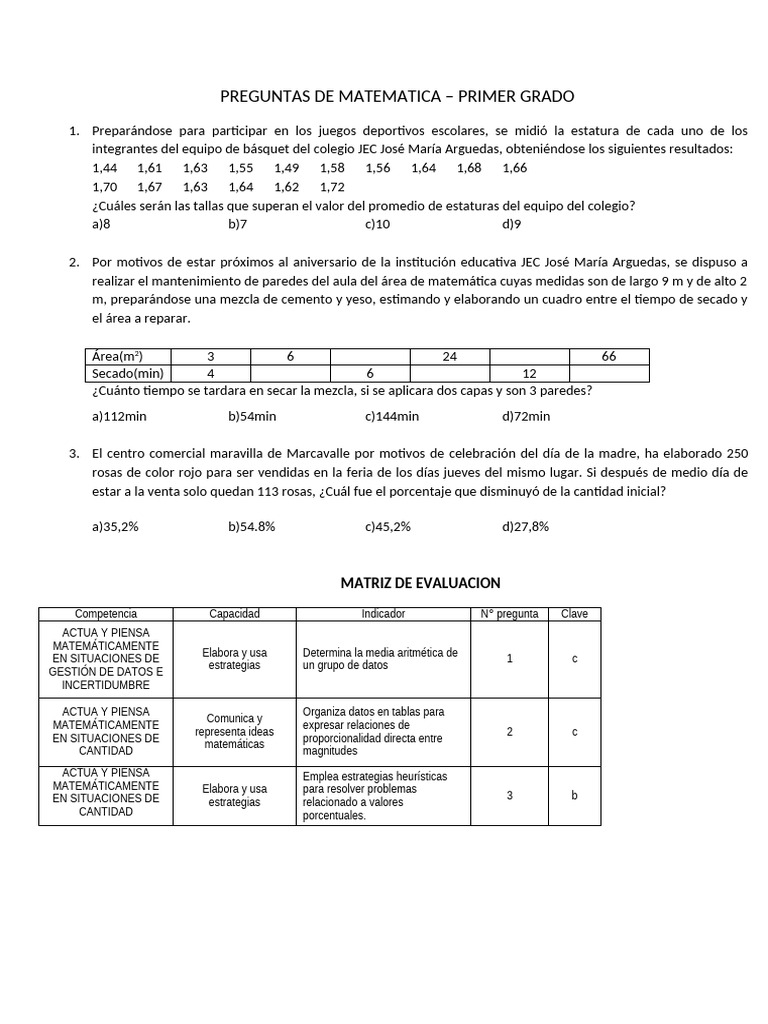 Preguntas de Matematica - Region | PDF
