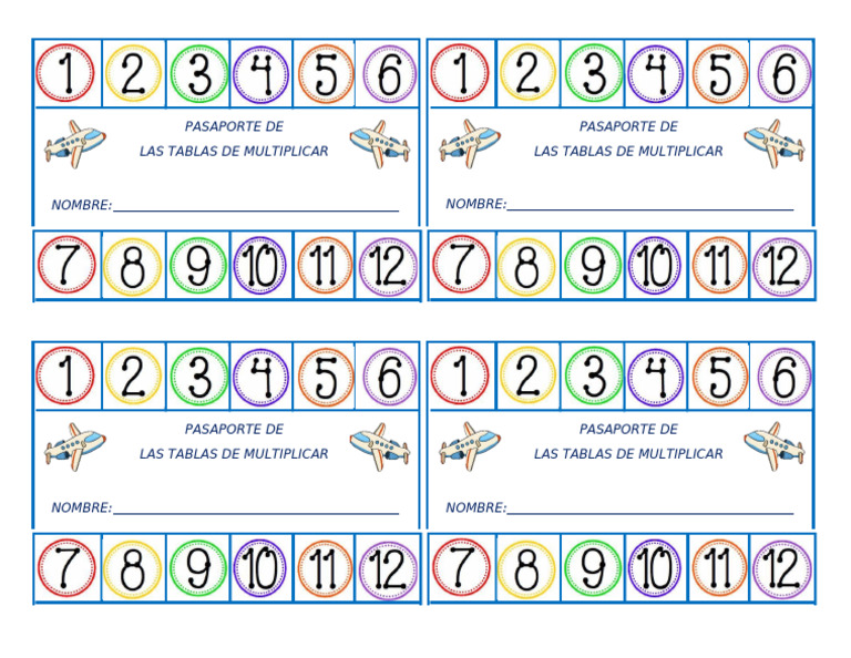 Pasaporte de Las Tablas de Multiplicar | PDF