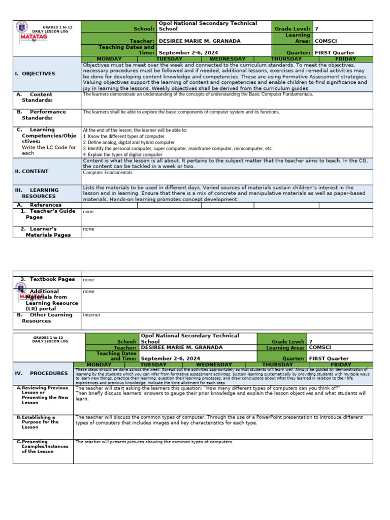 DLL COMSCI 7 Week 3 September 2-6, 2024 | PDF
