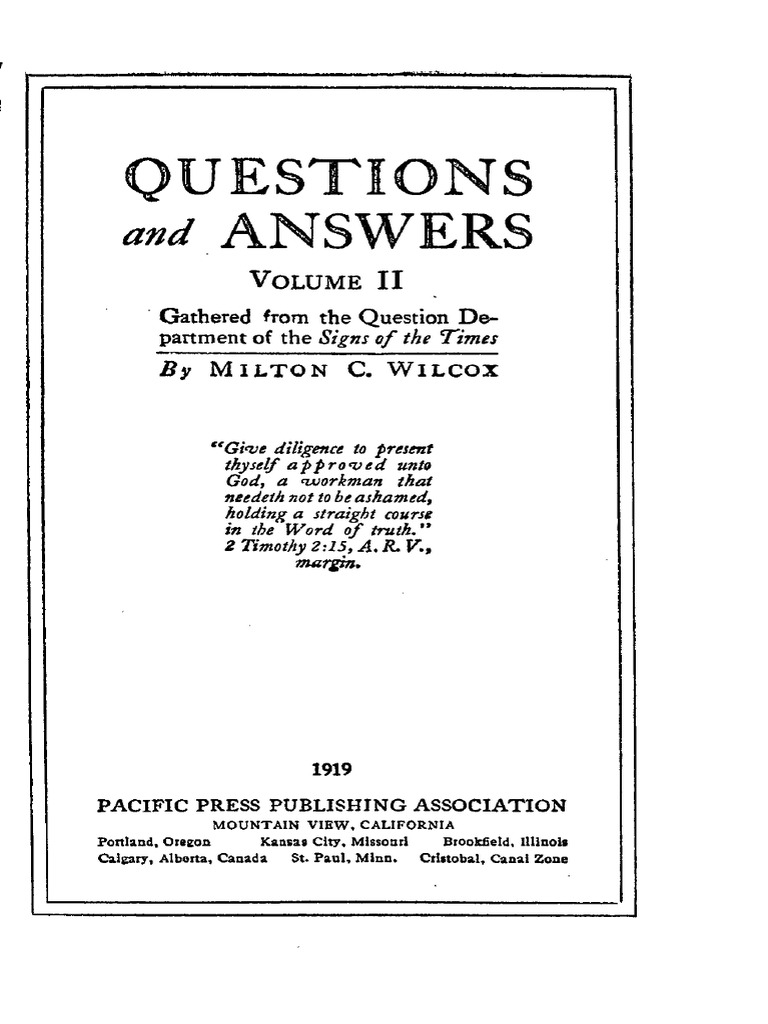 Questions and Answers Volume 2 | PDF