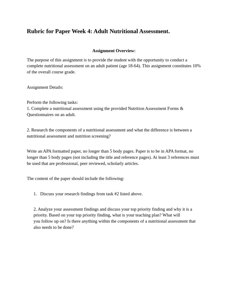 Rubric For Paper Week 4 | PDF
