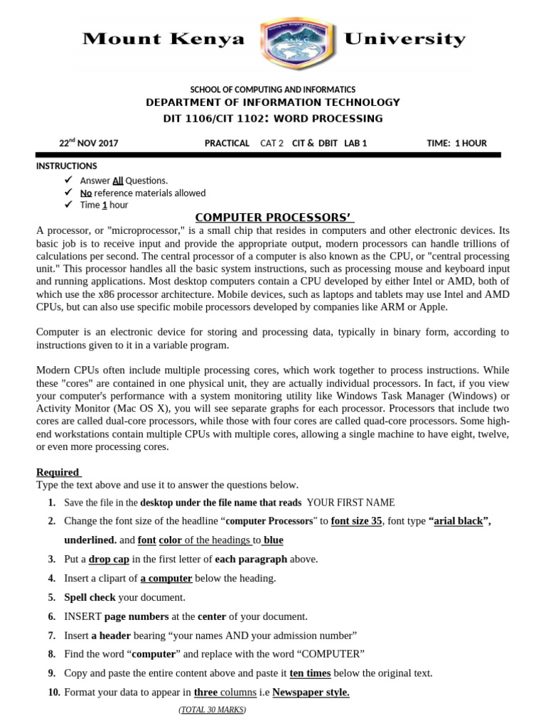 Word Processing Cat 3 Prac Cat | PDF