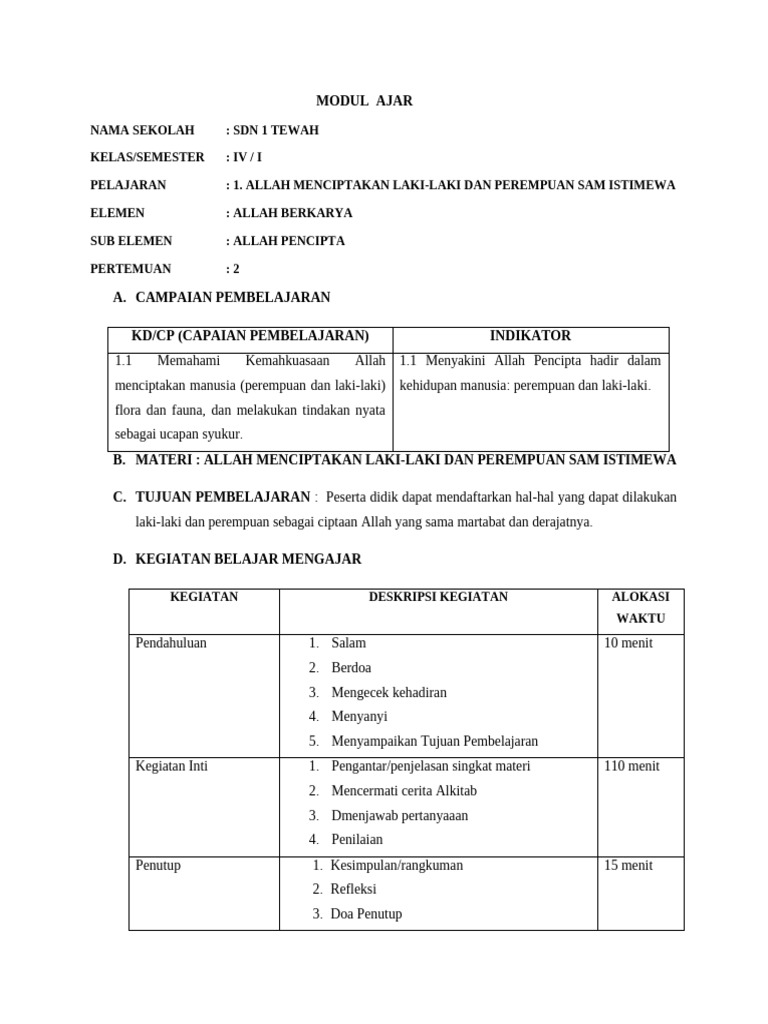 Modul Ajar Minggu Ke2 | PDF