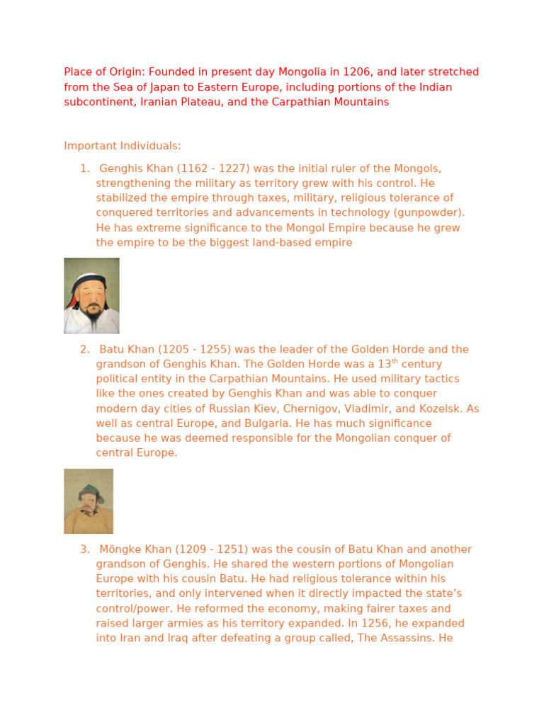 Mongol Empire Research | PDF | Mongol Empire