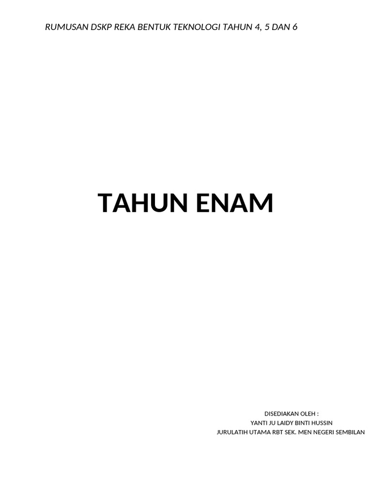 RUMUSAN DSKP TAHUN 6 | PDF