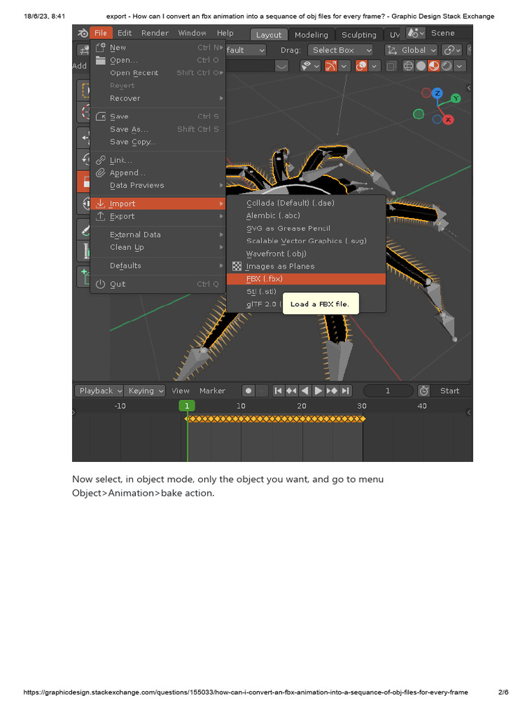 Export - How Can I Convert An FBX Animation Into A Sequance of Obj Files For Every Frame ...