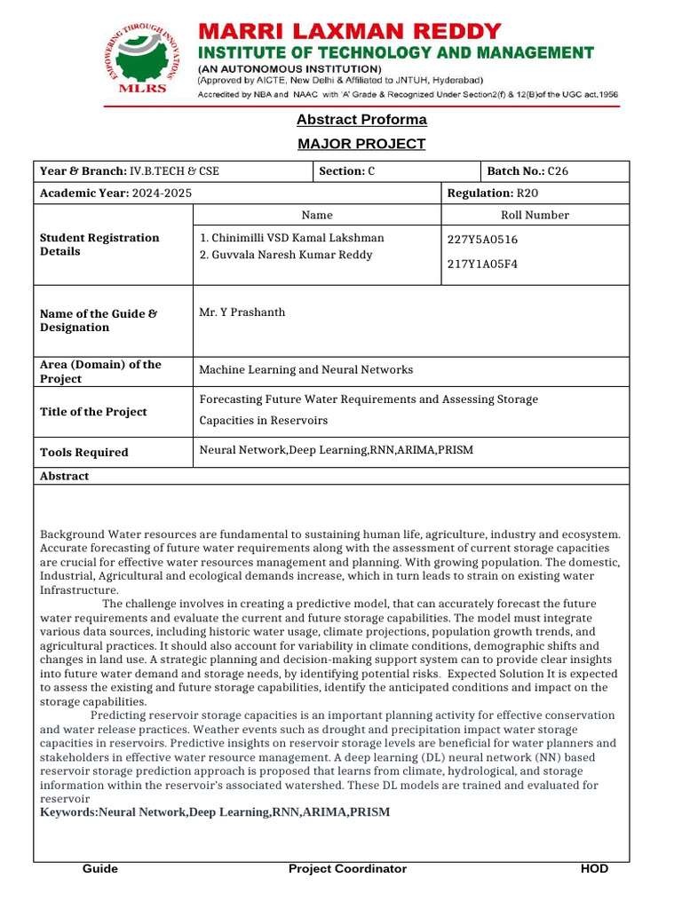 Project Abstract Proforma - AY 2024-25 | PDF