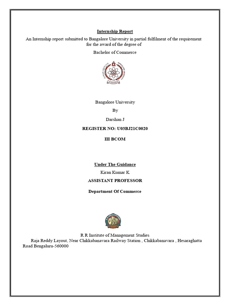 DARSHAN J Intership Report | PDF