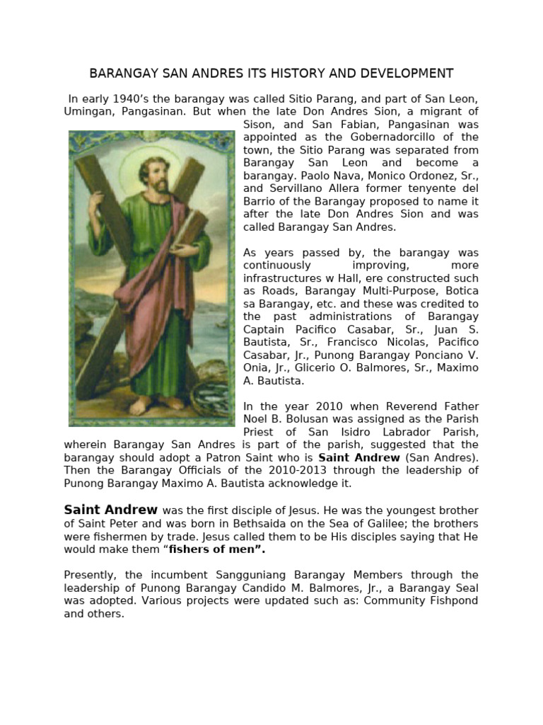 SAN ANDRES, UMINGAN, PANGASINAN HISTORY | PDF