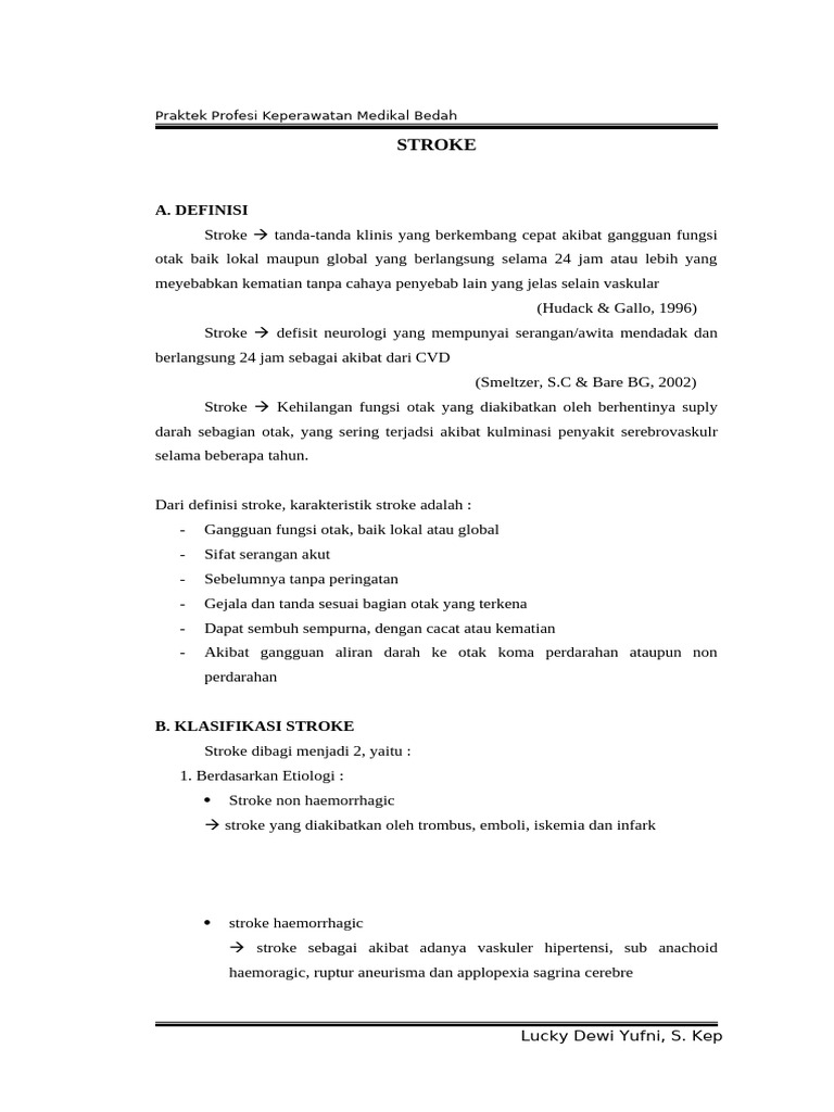 Laporan Pendahuluan Stroke 2 | PDF