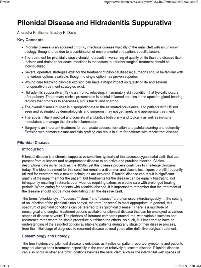 Pilonidal Disease and Hidradenitis Suppurativa-1 | PDF