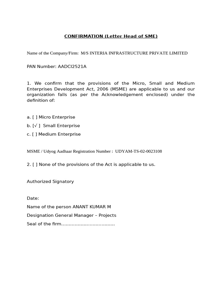 MSME Declaration | PDF